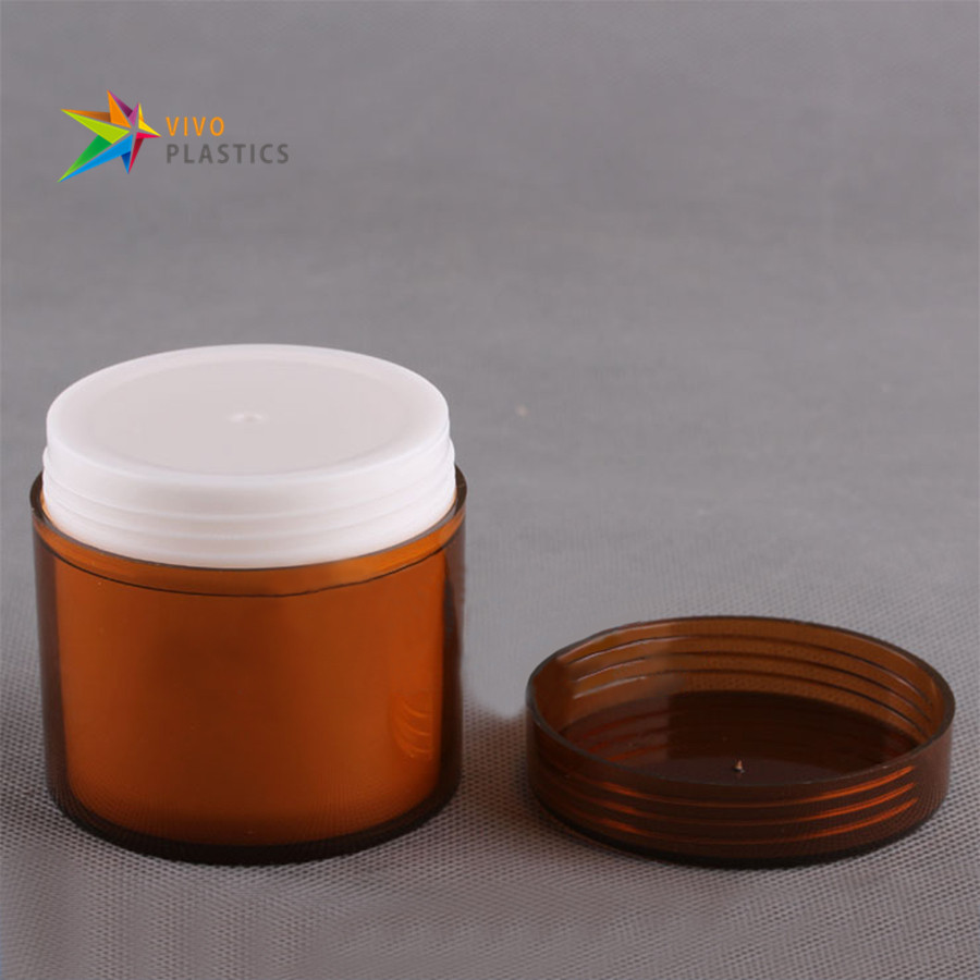 500g Amber PS Plastic Double Wall Jar with Amber Lid | Cosmetic Cream ...