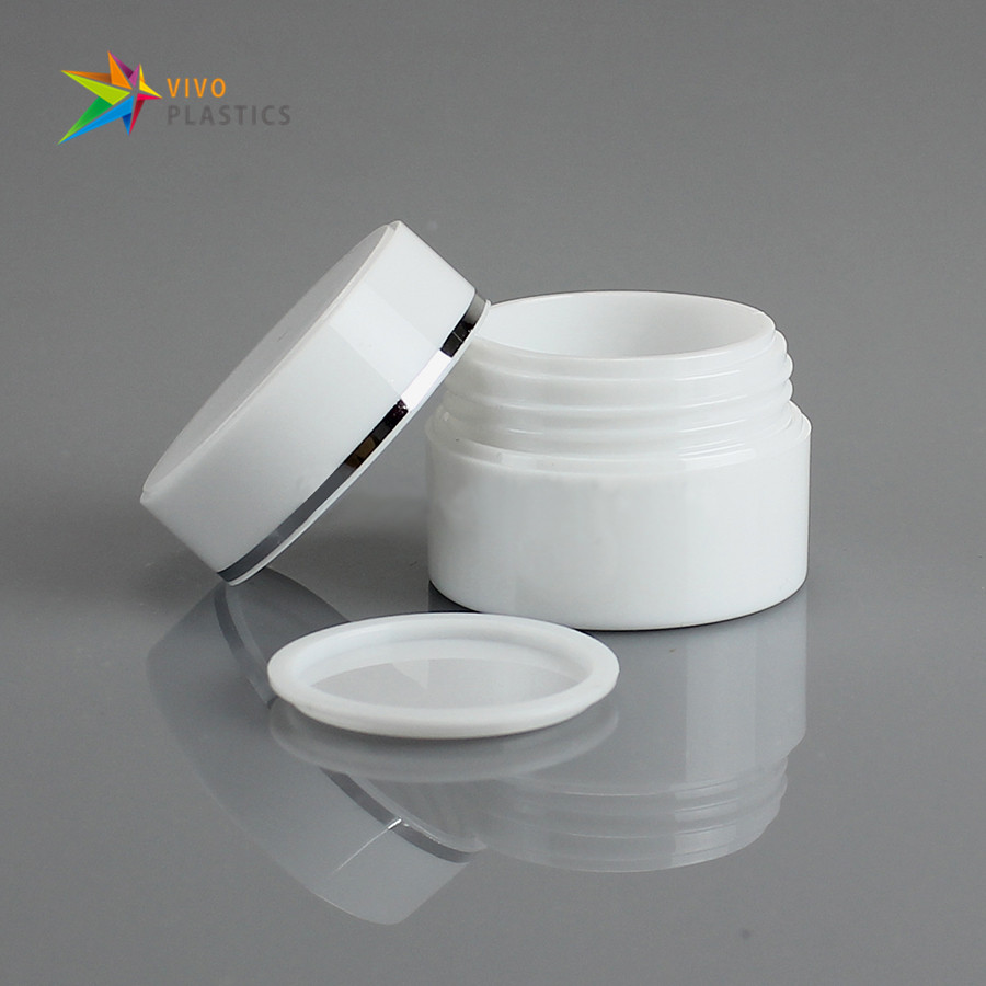 15g White PS Plastic Double Wall Jar with White Lid | Cosmetic Sample ...