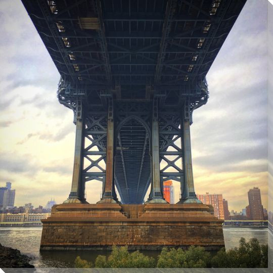 Manhattan Bridge Scene Wrapped Canvas Giclee Print Wall Art | Historic ...