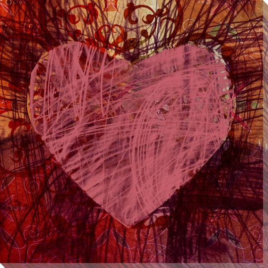 Colorful Red Heart Wrapped Canvas Giclee Print Wall Art | Symbol Wall Decor