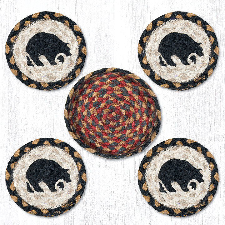 Moose Braided Jute Coasters and Basket Holder, Set of 10 - Drink ...
