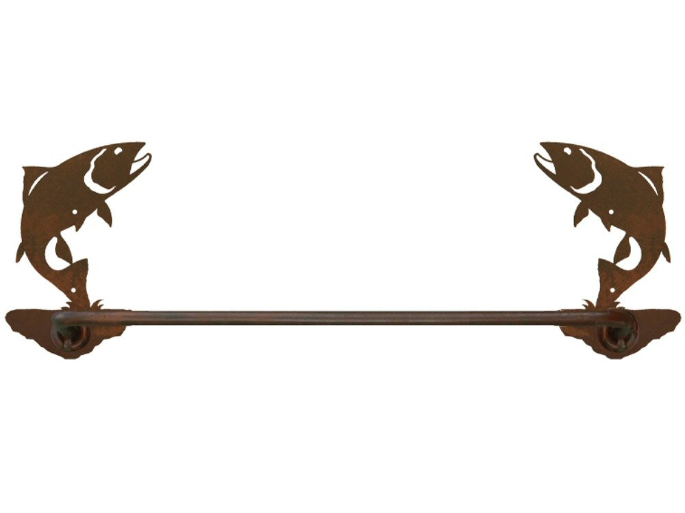 Trout Fish Metal Bath Towel Ring | Rustic Cabin Bathroom Decor