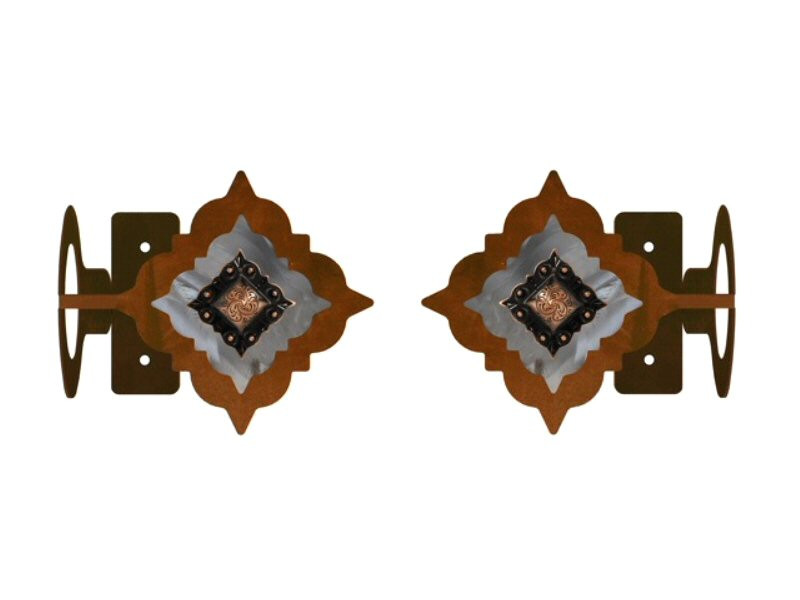 Diamond Copper Concho Metal Curtain Rod Holders | Rustic Ranch Decor