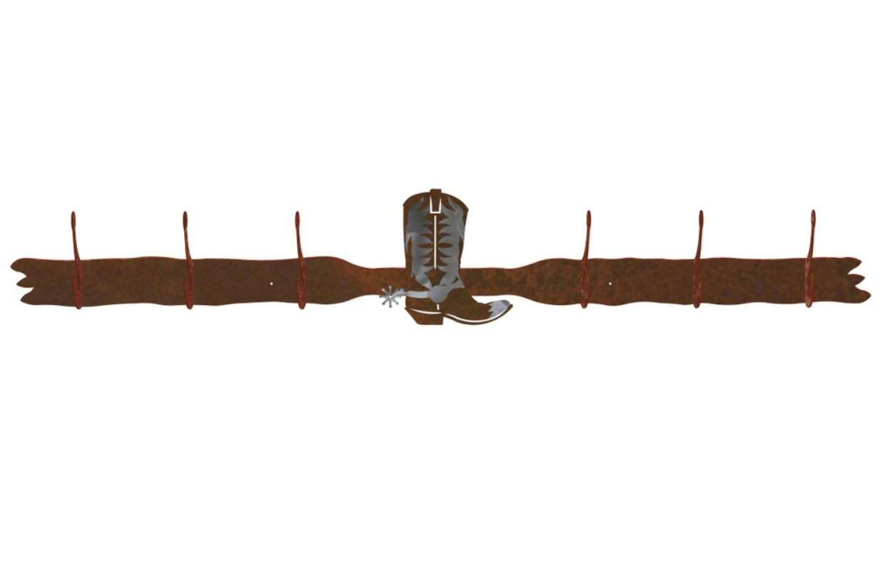 Cowboy Boot Six Hook Metal Wall Coat Rack