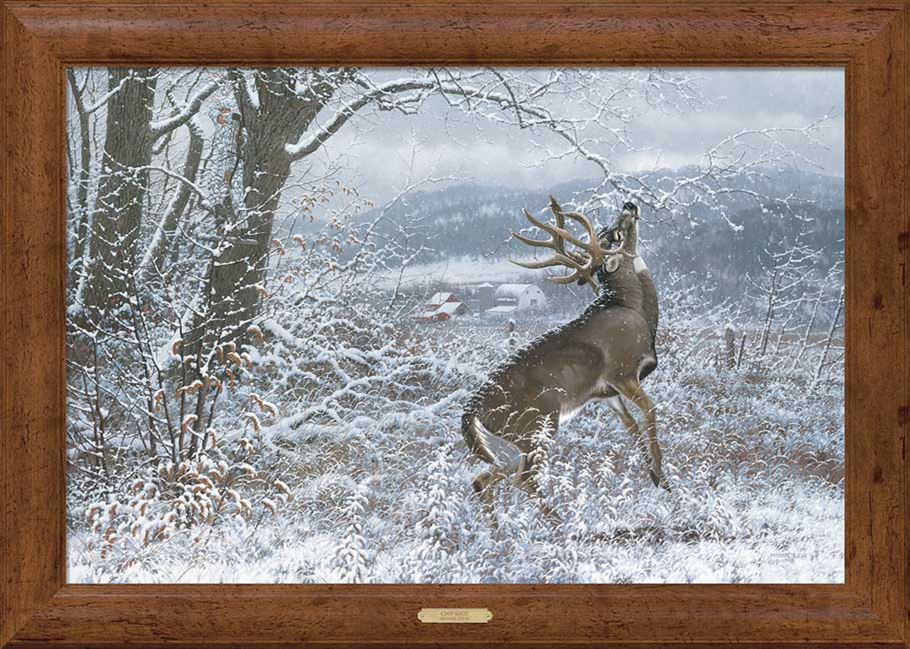 October Mist Whitetail Deer Framed Canvas Art Print Wall Art Wall