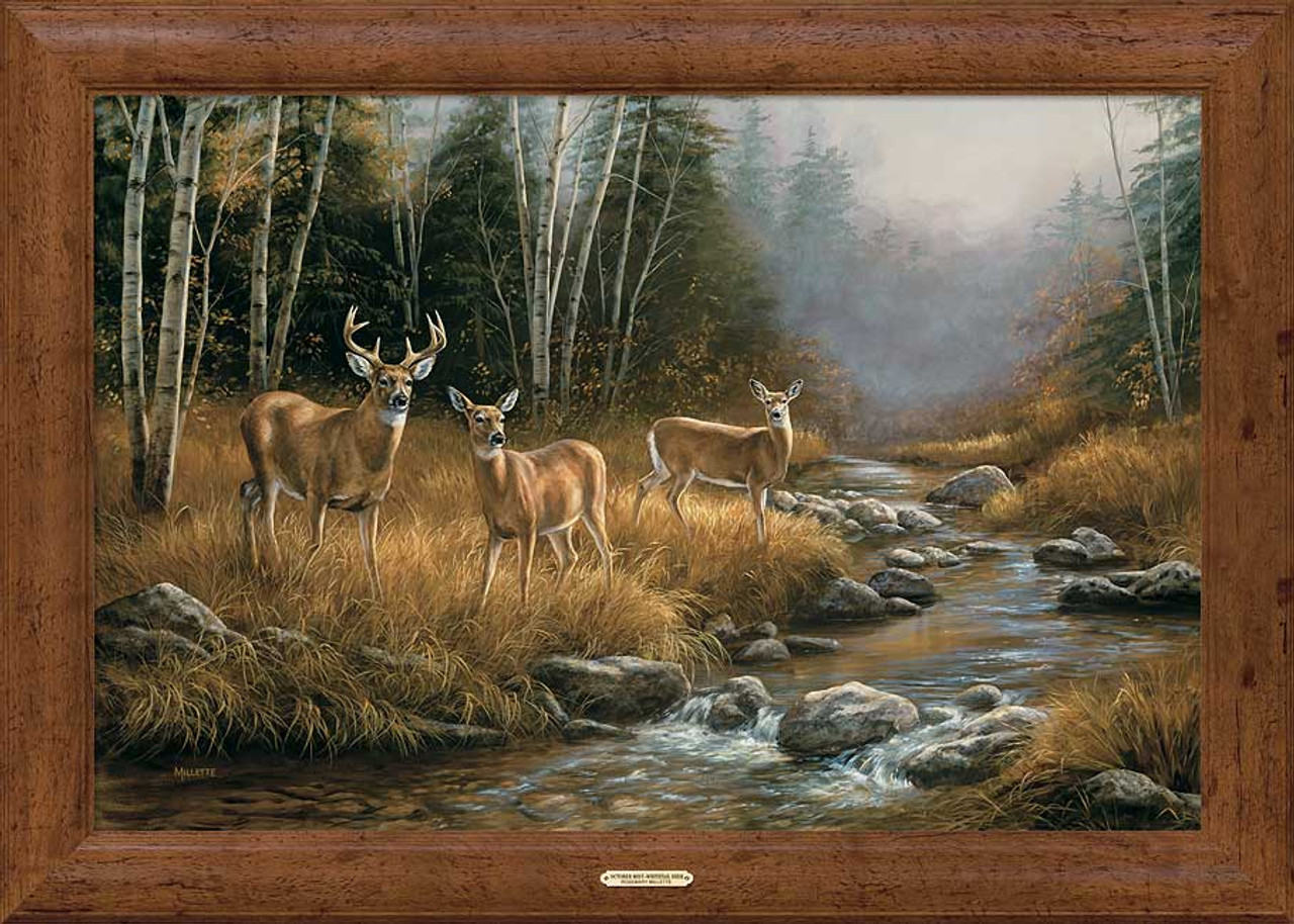 Fall Rut Whitetail Deer Framed Canvas Giclee Art Print Wall Art Wall