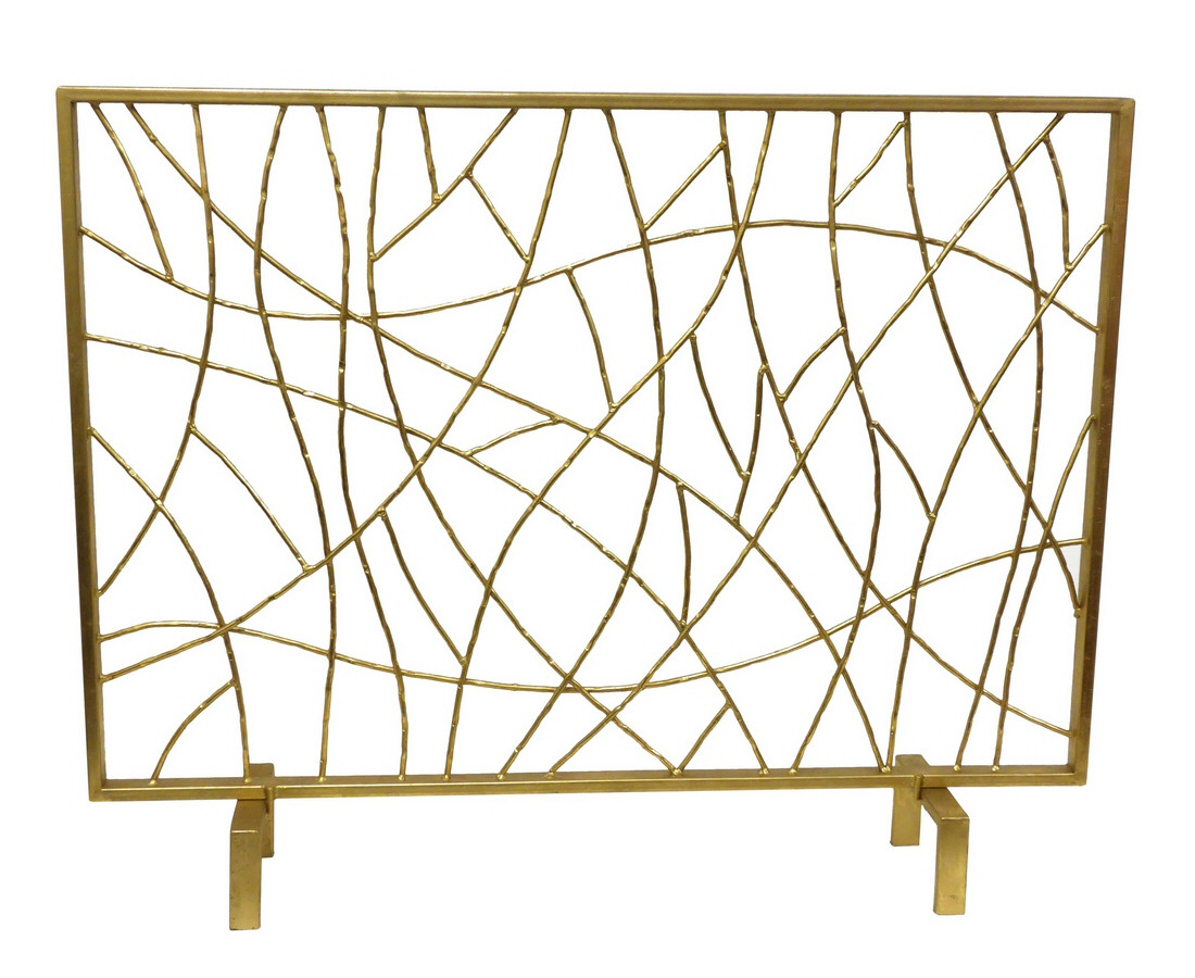 Antique Gold Circles Iron Fireplace Screen - Fire Screen - Dessau Home ...