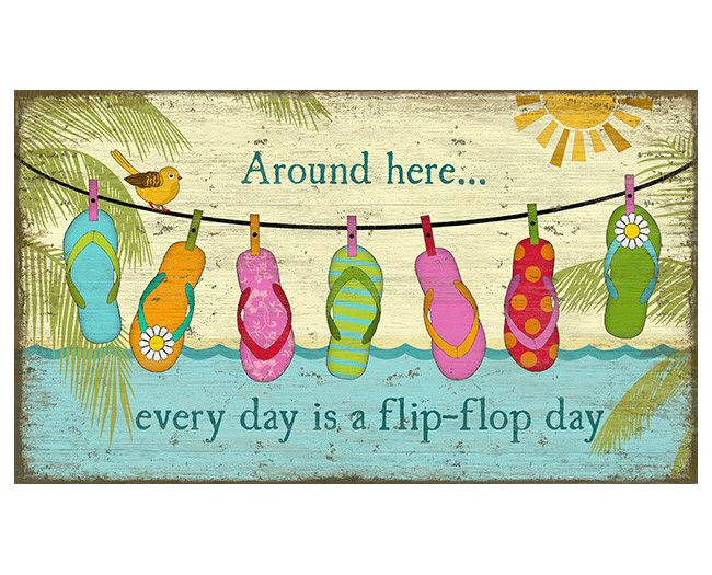 Customizable Hanging Flip Flops on Beach Vintage Style Wooden Sign ...