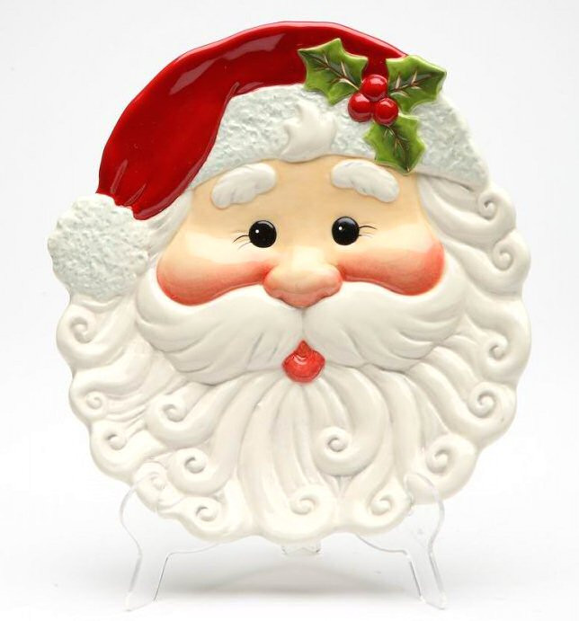 Santa Porcelain Plates by Laurie Furnell, Set of 4 - Tableware - Cosmos