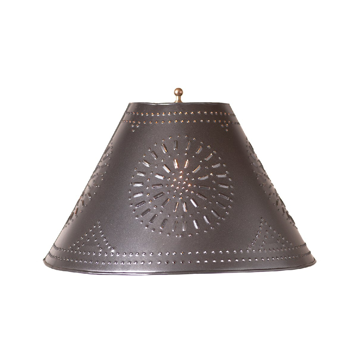 Smokey Black 15" Flared Punched Chisel Pierced Tin Lamp Shade - Lamp ...