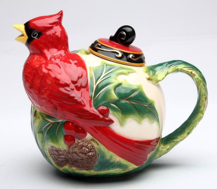 Cardinal Bird Porcelain Teapot - Tableware - Cosmos