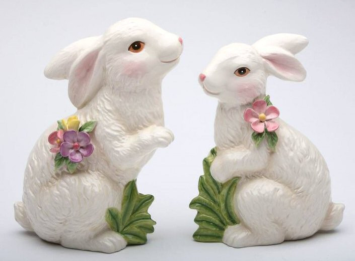 Bunny Rabbit Porcelain Sculptures, Set of 2 - Cosmos