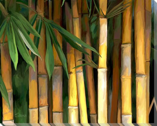 Bamboo Wrapped Canvas Giclee Art Print Wall Art | Nature Tree Wall Art