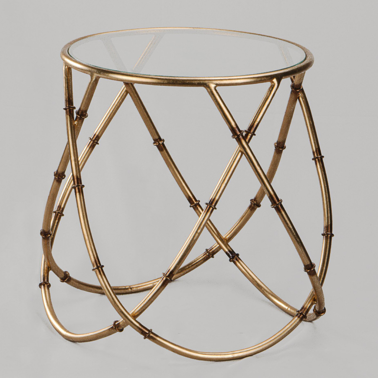 Gyro Bamboo Iron and Glass Side Table - Dessau Home
