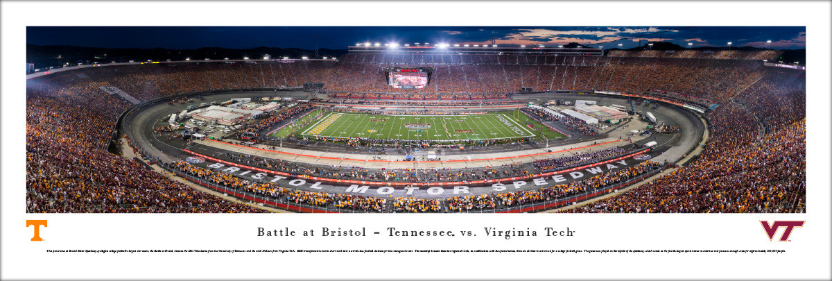 Battle at Bristol Tennessee vs Virginia Tech Football Panoramic Art ...