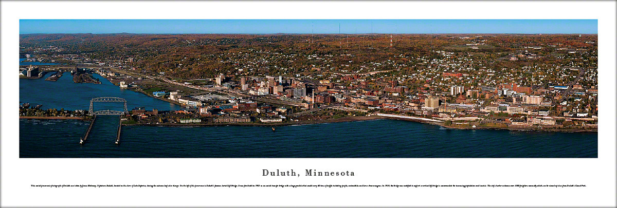 Duluth, MN Skyline Panoramic Wall Art Print | Urban Wall Art Decor