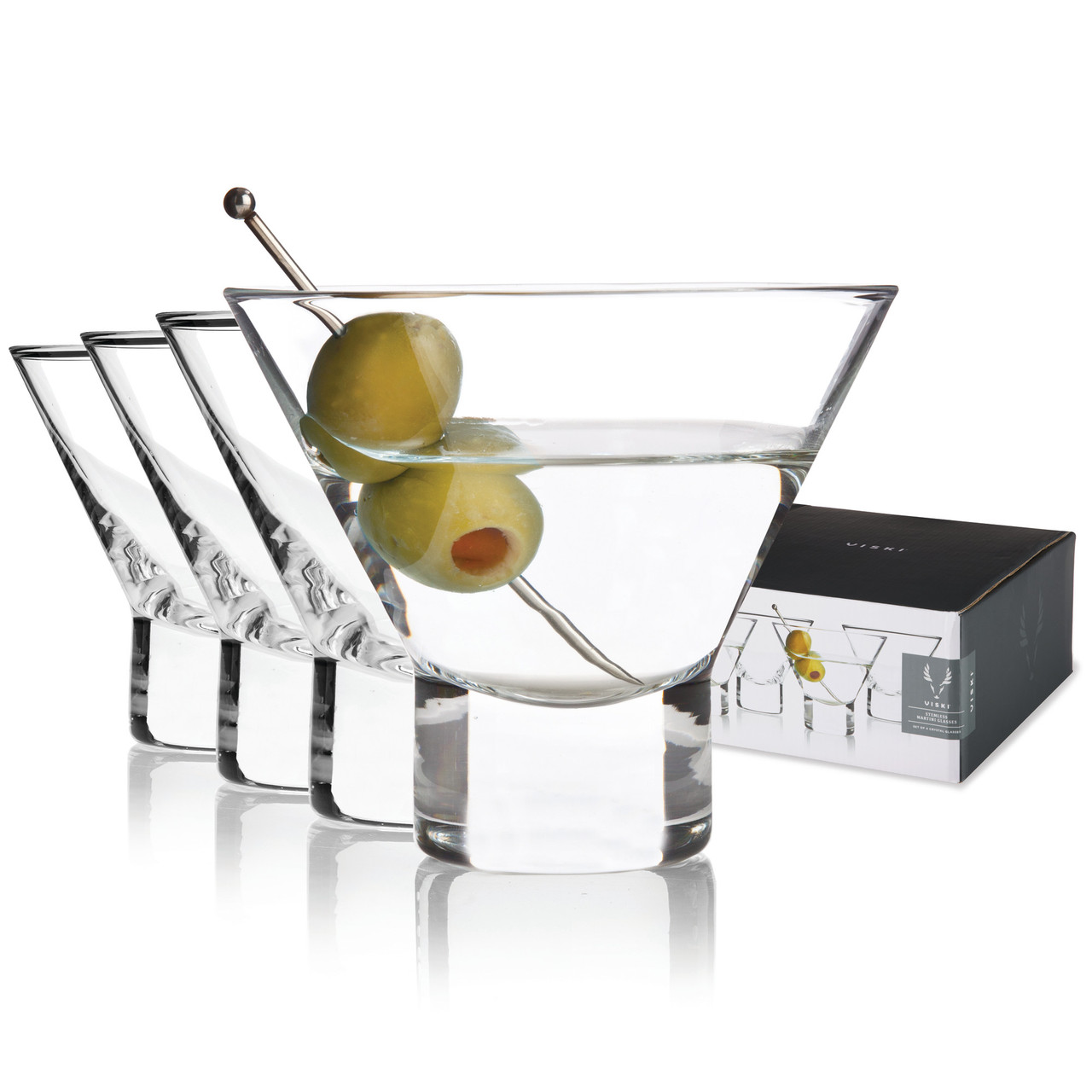 Heavy Base Crystal Martini Glasses by Viski, Set of 4 - Drinkware