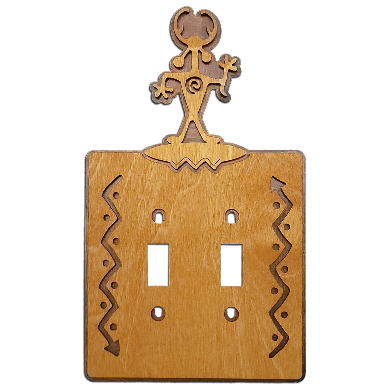 Moab Man Double Toggle Switch Plate | Rustic Metal & Wood Cover