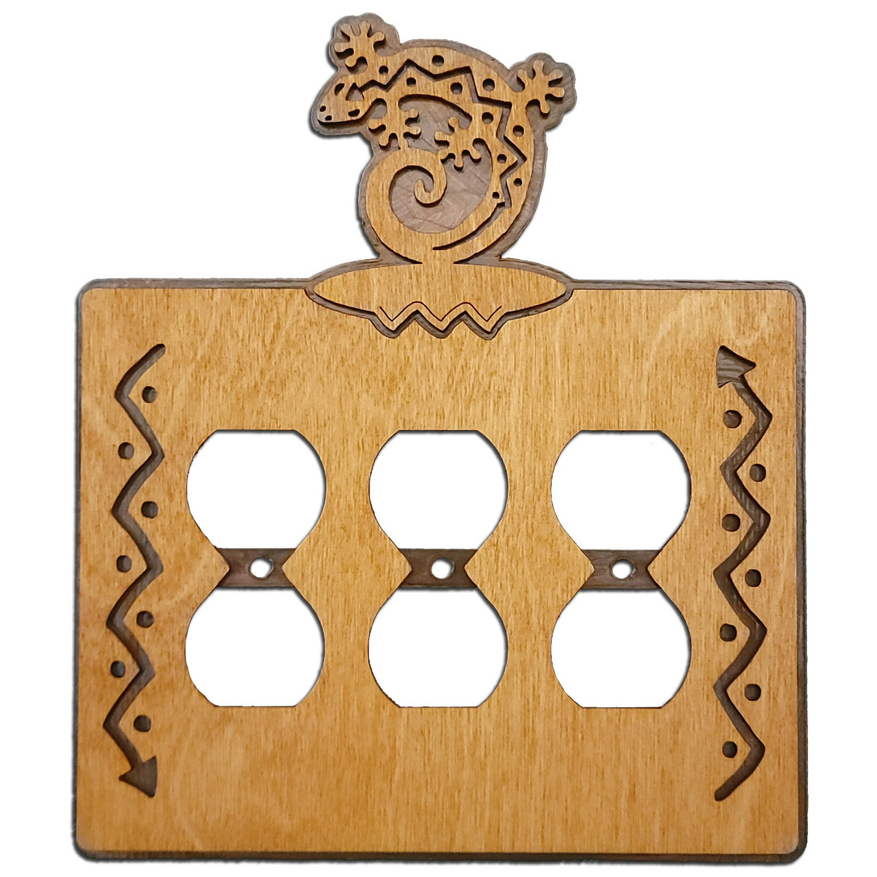 S Shaped Gecko Lizard Arrows Metal & Wood Single Outlet Cover - Wall ...