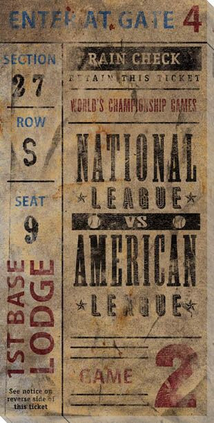 Vintage Baseball Game 2 Tickets Wrapped Canvas Giclee Print | Nostalgic ...