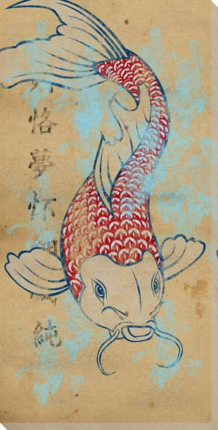 Vibrant Koi Fish II Wrapped Canvas Giclee Print Wall Art | Angler Wall ...