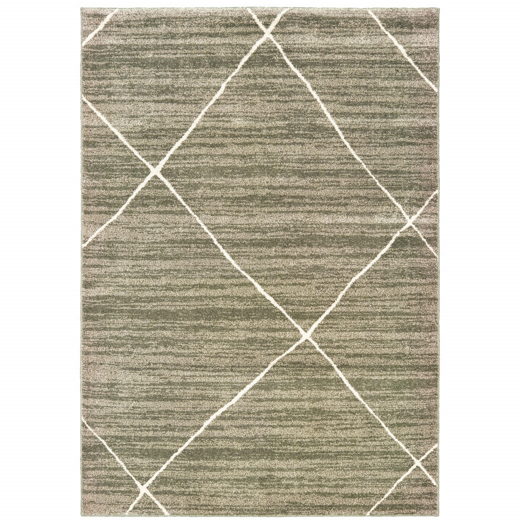 4' x 6' Gray and Ivory Geometric Power Loom Stain Resistant Area Rug