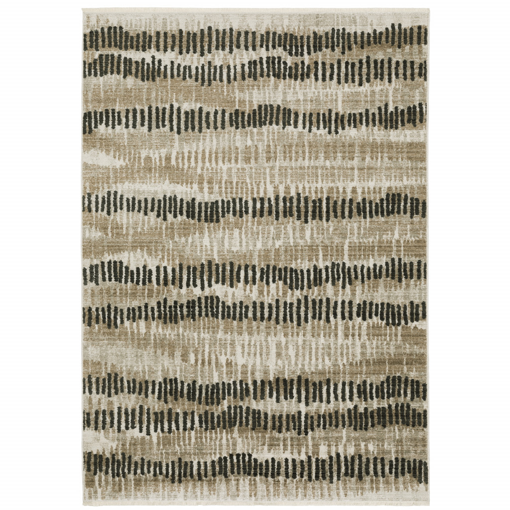 5' x 8' Beige Grey Brown Gold Red and Blue Abstract Power Loom Area Rug ...
