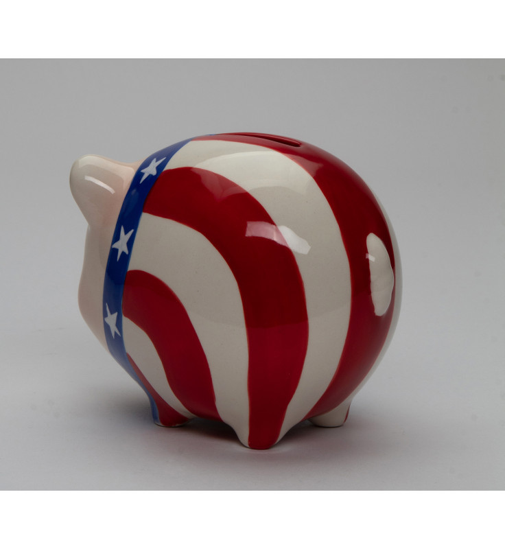 American Flag Piggy Porcelain Money Bank - Piggy Bank - Cosmos
