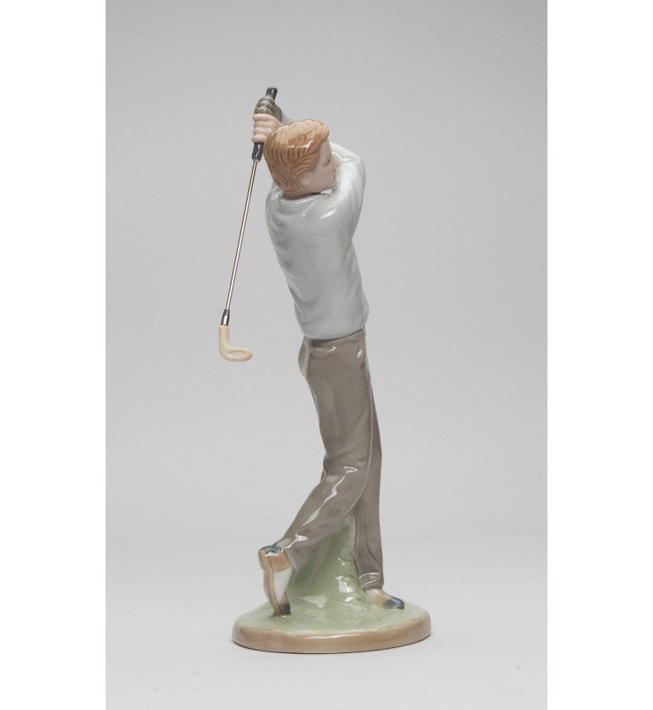 Male Golfer Porcelain Figurine Sculpture - Cosmos
