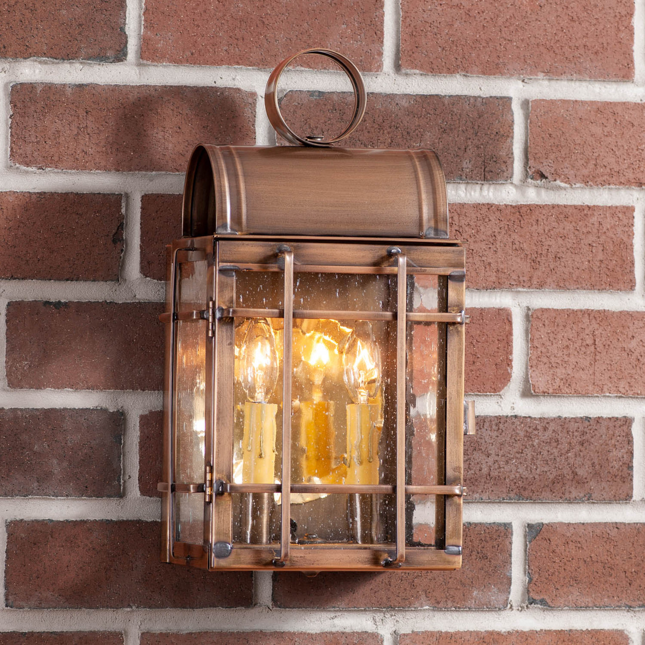 Carriage House Outdoor Wall Light in Solid Weathered Brass - 2 Light ...