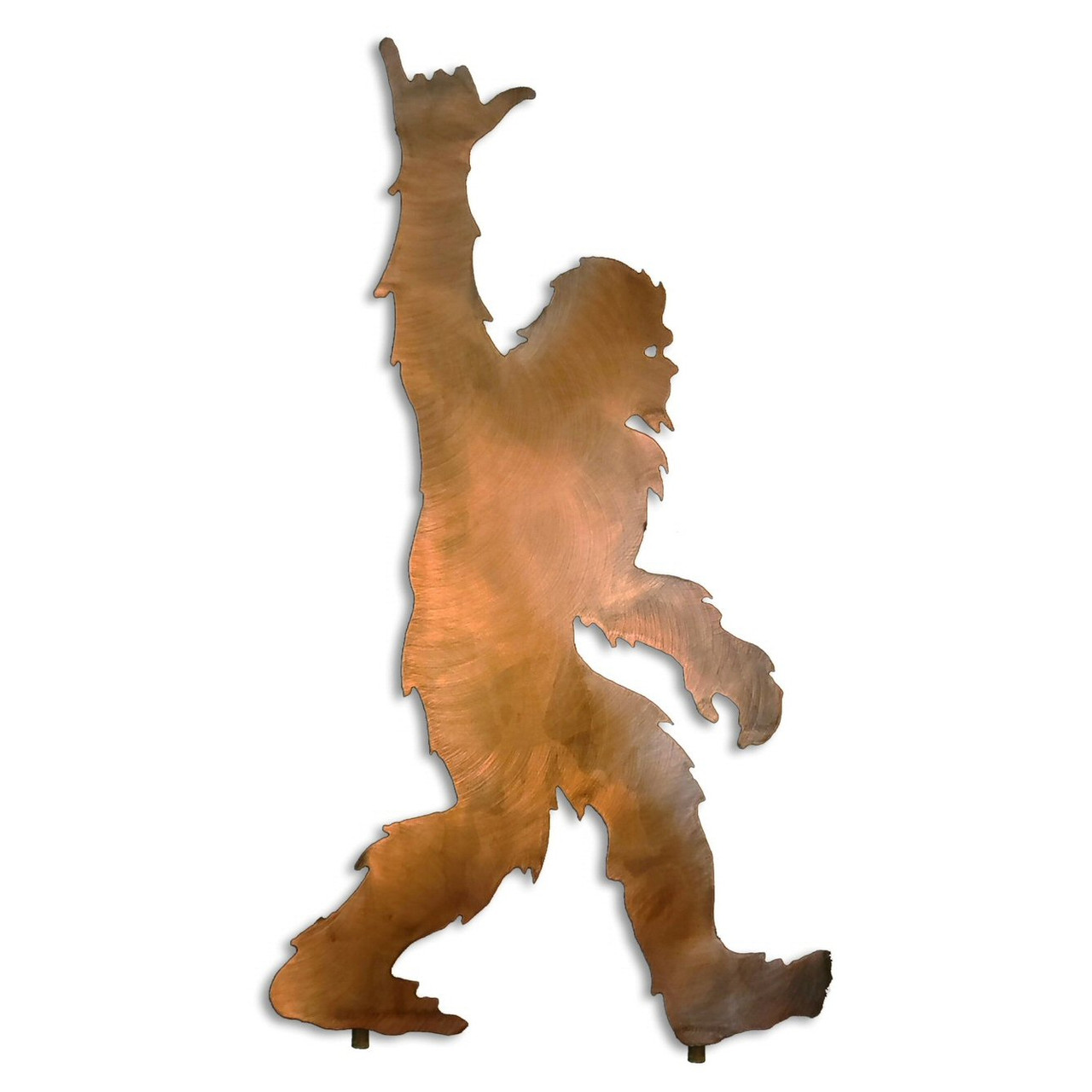 Bigfoot Sasquatch Walking Holding Up Peace Sign Rust Metal Wall Art ...