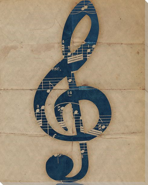 Treble Clef Wrapped Canvas Giclee Print Wall Art | Melody Inspired Wall ...