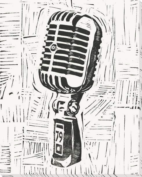 Rock & Roll Microphone Wrapped Canvas Giclee Print Wall Art ...
