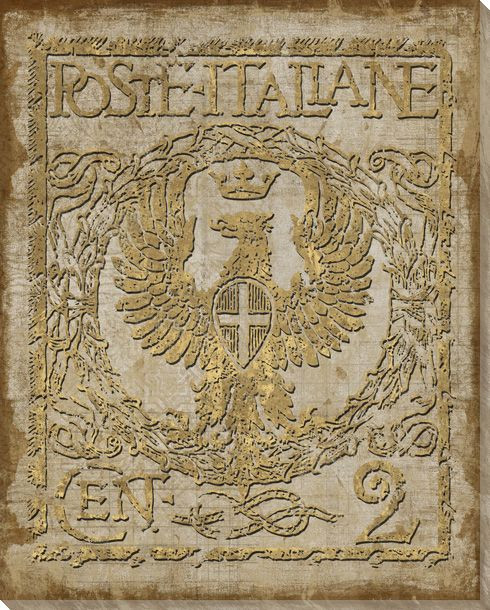 Poste Italiane Stamp Blue Wrapped Canvas Giclee Print Wall Art ...