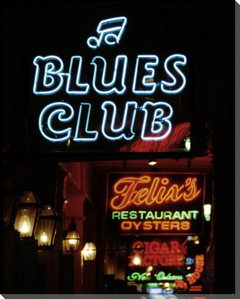 Blues Club Neon Sign Wrapped Canvas Giclee Print Wall Art - Wall Decor ...