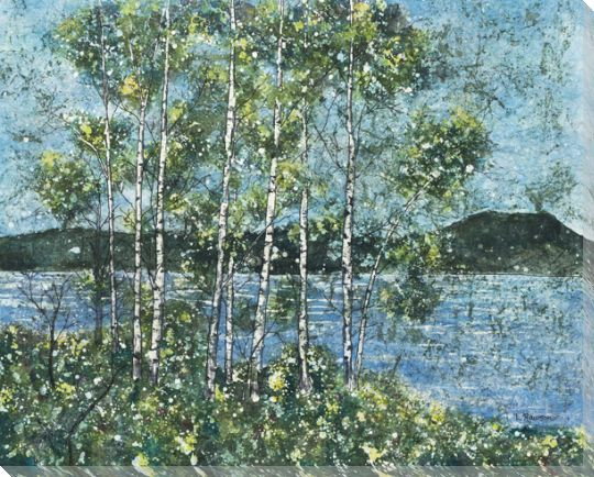 Birch Spring Batik Trees Wrapped Canvas Giclee Print Wall Art - Wall ...