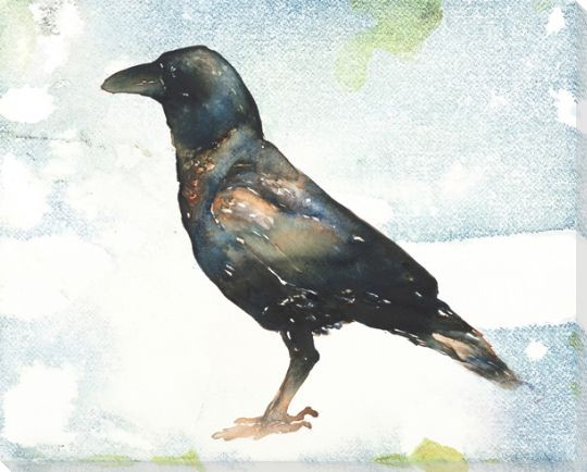 Side Crow Bird Wrapped Canvas Giclee Print Wall Art - Wall Decor - Artwork