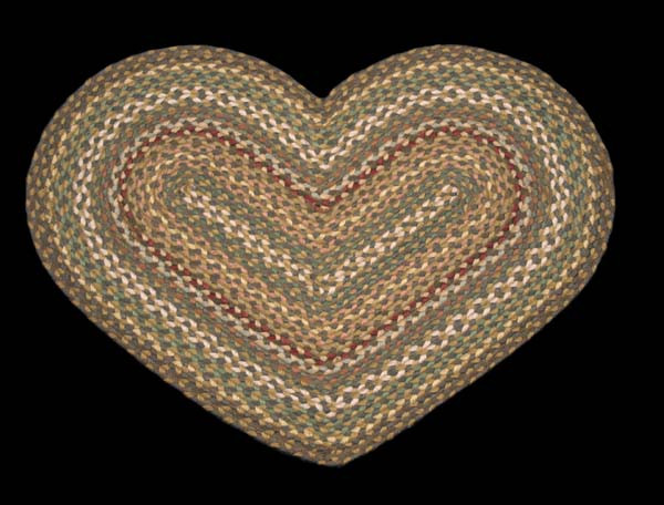20" x 30" Fir Ivory Braided Jute Heart Shaped Rug - Floor Rug - Area Rug