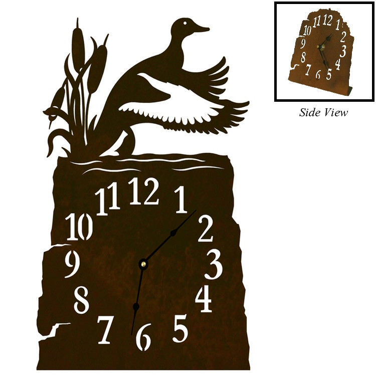 Ducks in the Cattails Metal Table Clock - Decorative Clock