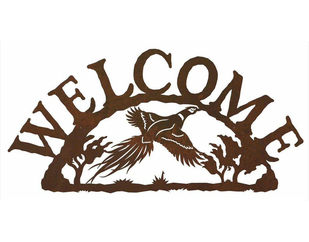 Flying Pheasant Bird Metal Welcome Sign | Country Lodge Decor