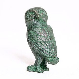 Green Greek Owl Bird Statue - Museum Art Reproduction