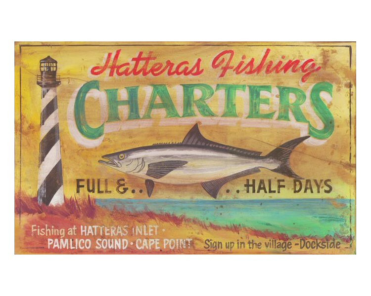 Custom Hatteras Fishing Charters Vintage Style Metal Sign ...