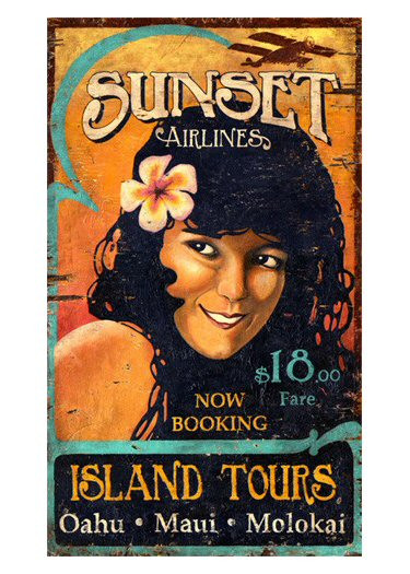 Customizable Sunset Airlines Vintage Style Wooden Sign - Personalized ...
