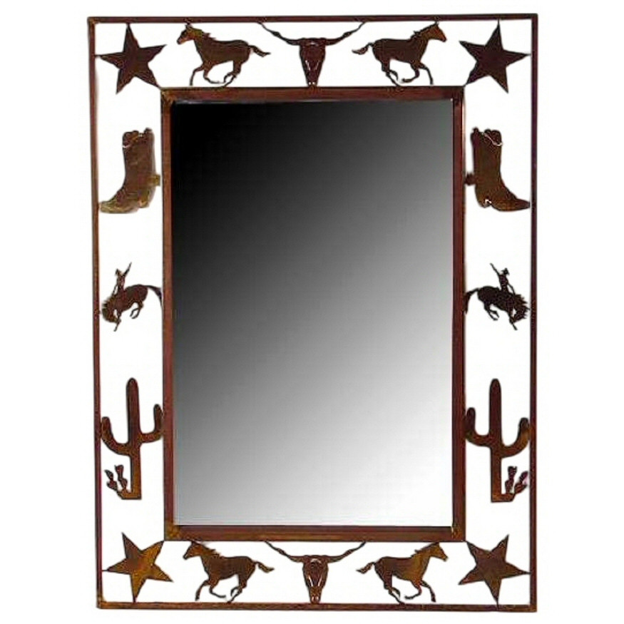 Rodeo Metal Wall Mirror | Cowboy Western Home Accent