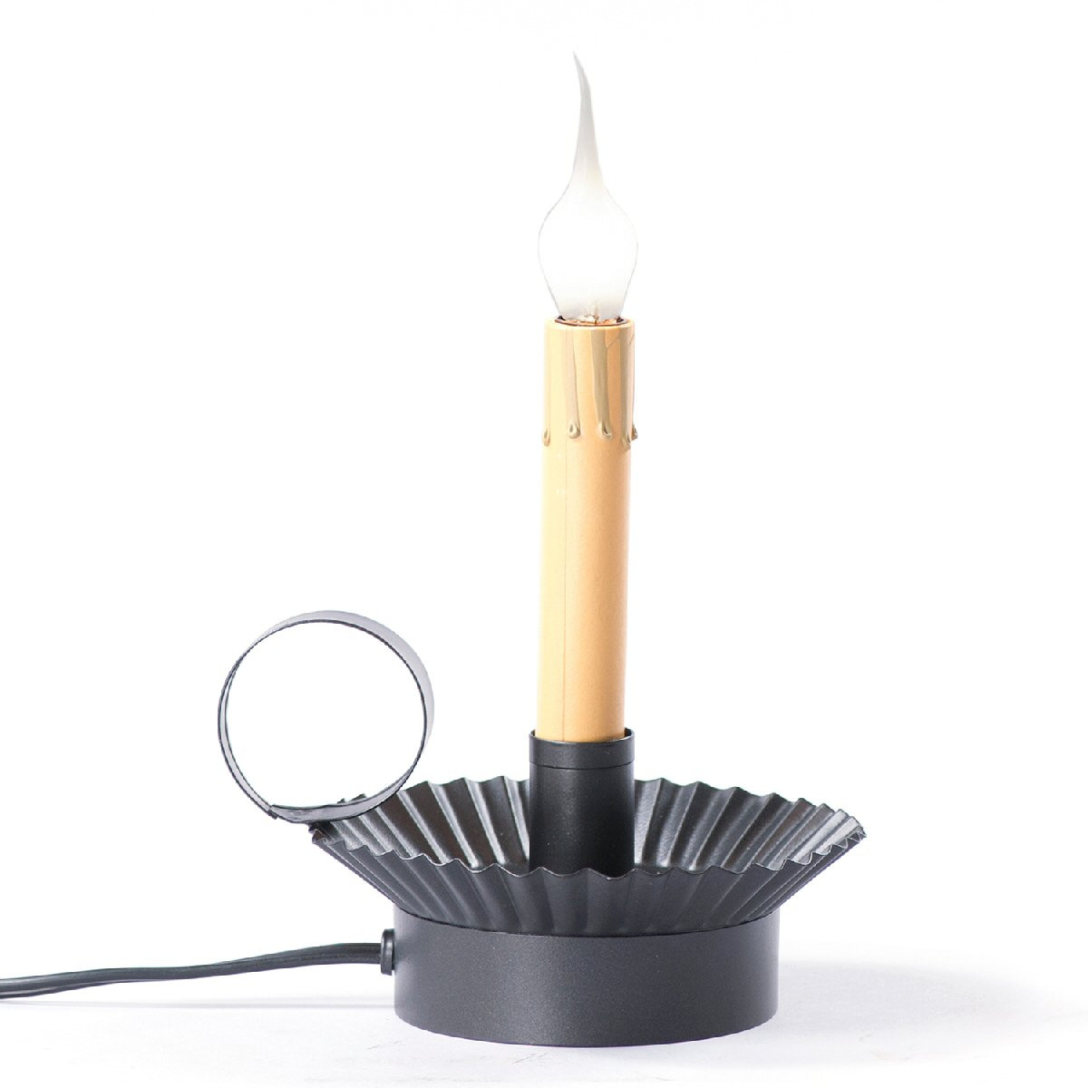 Smokey Black Medium Crimped Electric Candlestick Accent Light - Rustic ...