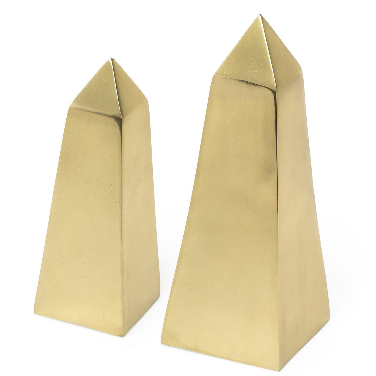 Gold Elongated Pyramid Metal Sculptures, Set of 2 - Statue