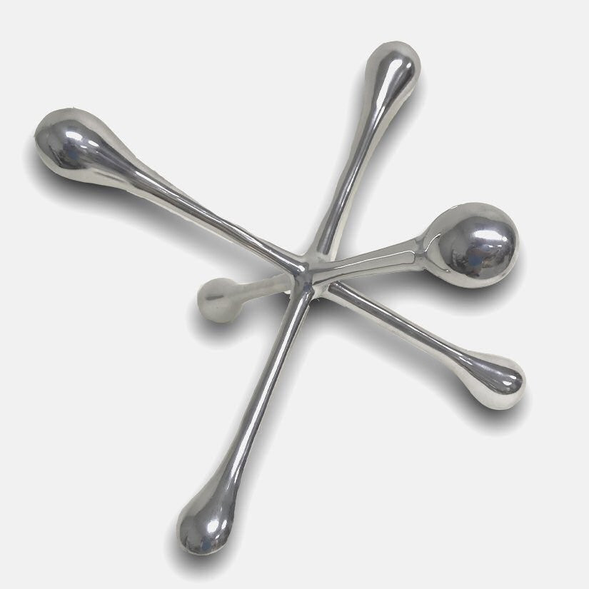 12" Silver Finish Extra Large Decorative Jack Aluminum Sculpture - Statue
