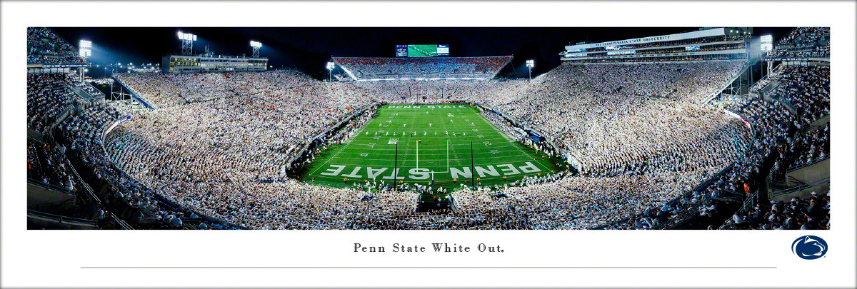 Penn State Nittany Lions White Out End Zone Panoramic Art Print ...
