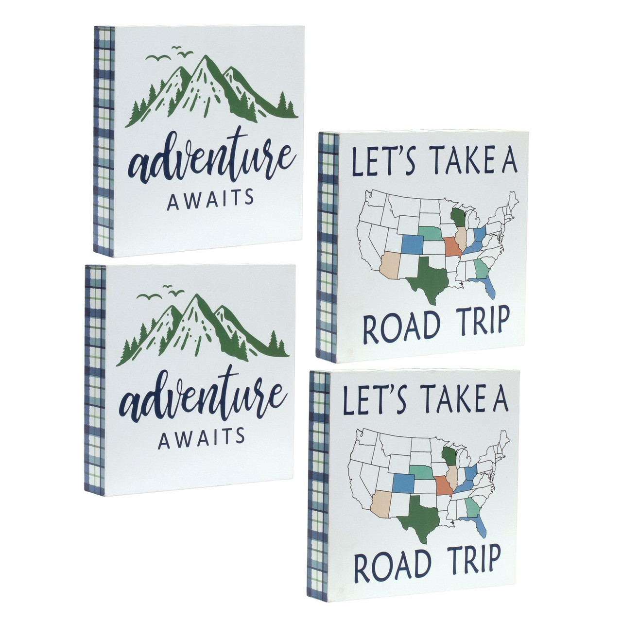 Adventure and Road Trip Signs, Set of 4 - Wall Decor