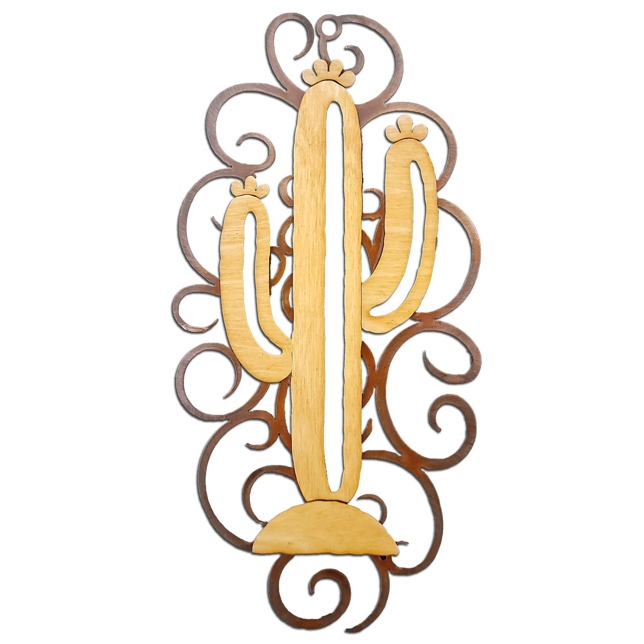 Saguaro Cactus Southwest Swirl Works Wood & Metal Wall Art ...